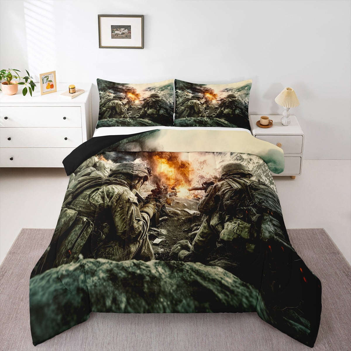 Manfei Soldier King Size Comforter Sets,Military Theme Bedding ...