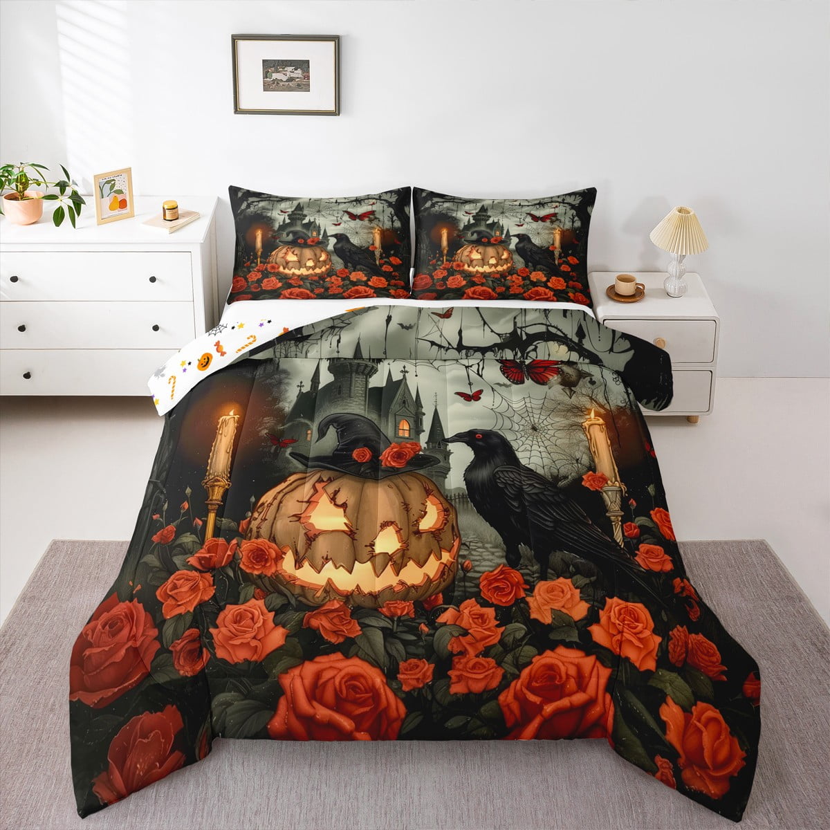 Manfei Sorange Pumpkin Lantern Full Size Comforter Sets,Spooky ...