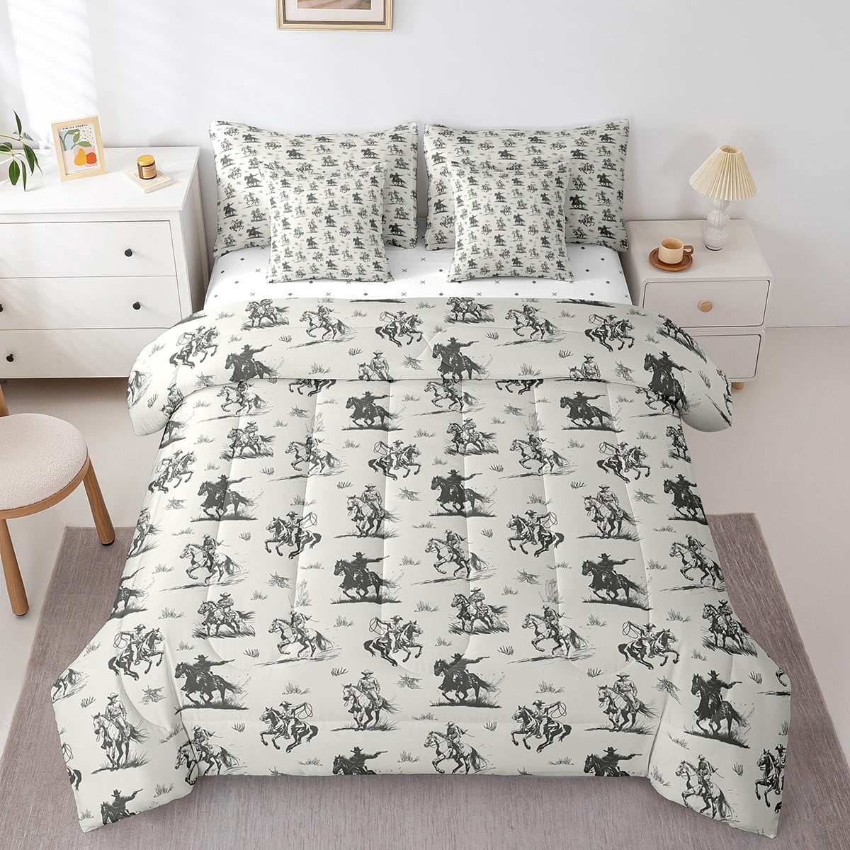 Manfei Southwest Cowboys Bed in a Bag Queen Size,Farm Animal Horse Bed ...