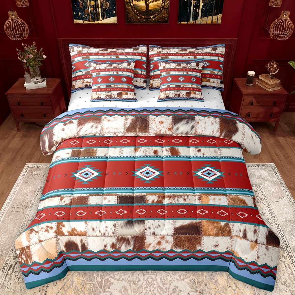 Manfei Southwestern Aztec Geometric 7-Piece Twin Bedding Sets,Rustic ...