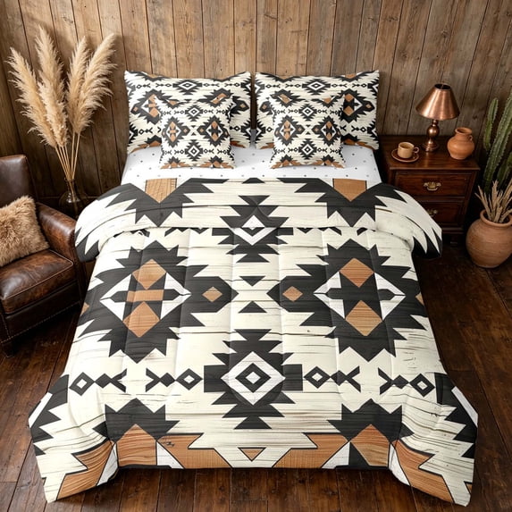 Manfei Southwestern Geometric King Bedding, Hippie Aztec King Bed in a ...