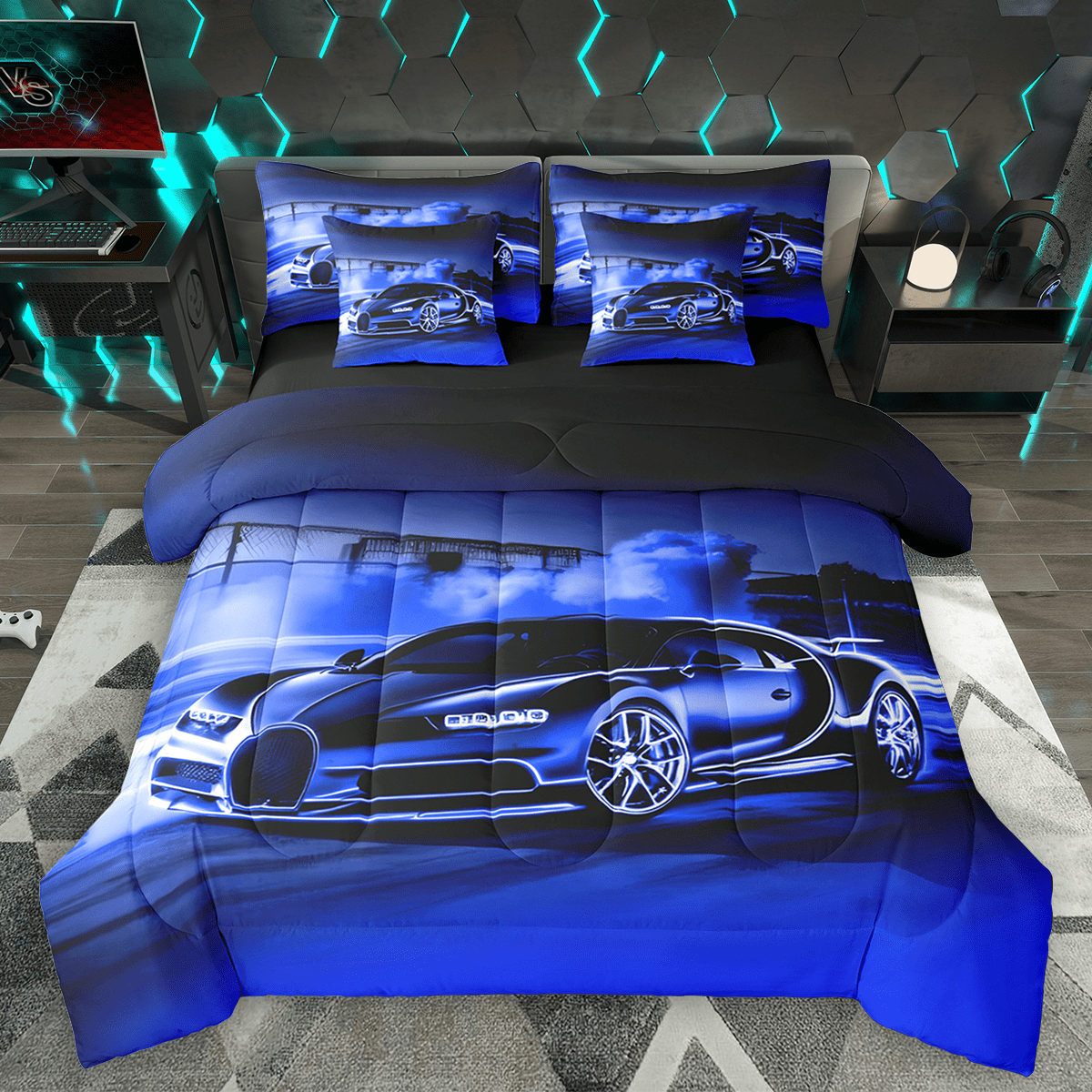Manfei Speed Racing Car Bedding Comforter Set 7 Pieces for Teen Boys ...
