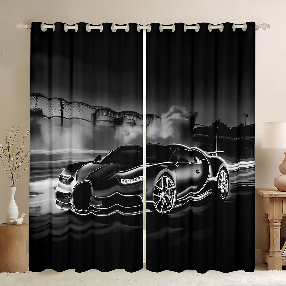 Manfei Speed Racing Car Blackout Curtains Set of 2 (52x84 Each) for ...