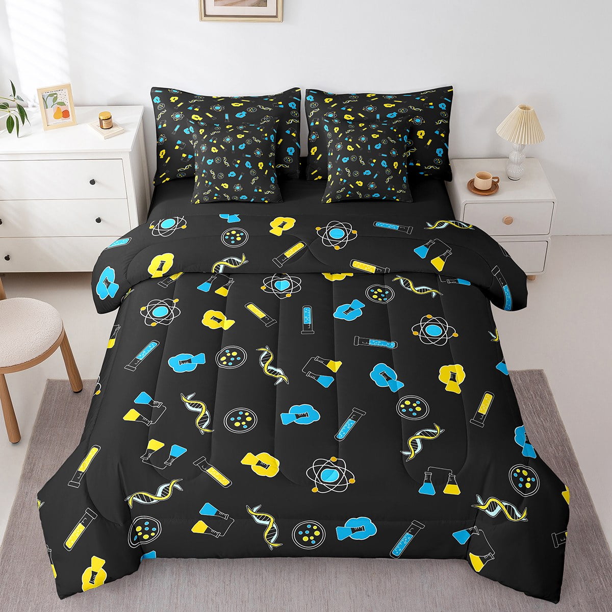 Manfei Spiral Swirl 7 Pieces Bedding Comforter Set,Science Theme Full ...