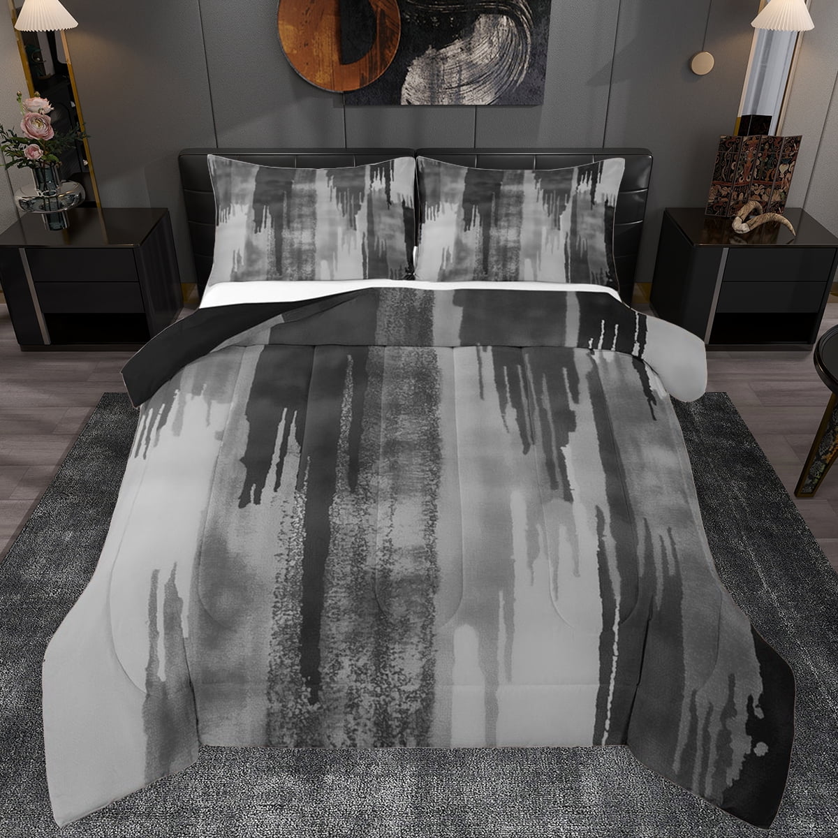 Manfei Splashing Ink Bedding Comforter Set,Painting Aesthetic Twin ...