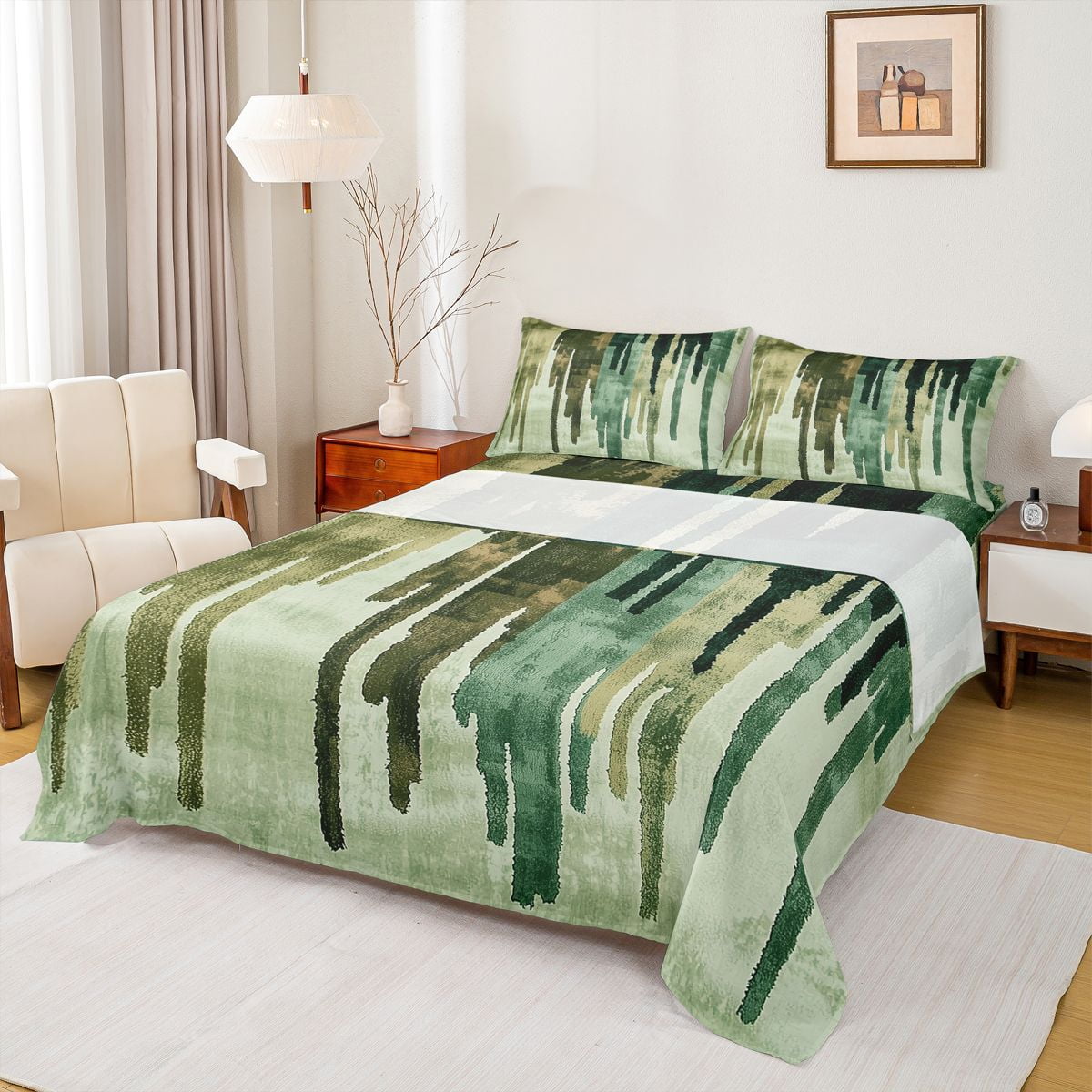 Manfei Splashing Ink Full Size Sheets,Painting Aesthetic Bed Sheets ...