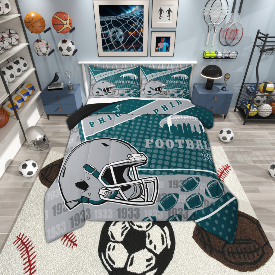 Manfei Sports Theme Bedding Comforter Set,American Football Twin ...
