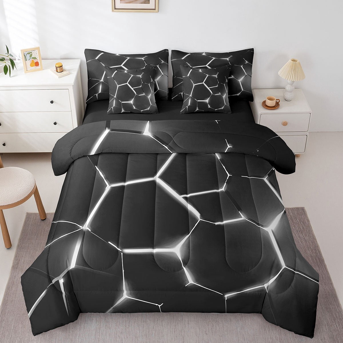 Manfei Stereoscopic Honeycomb Bedding Full Size,Modern Geometry Bedding ...