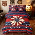 Manfei Striped USA Sunflower Twin Bedding, Dot Patriotic Bloom Bedding ...