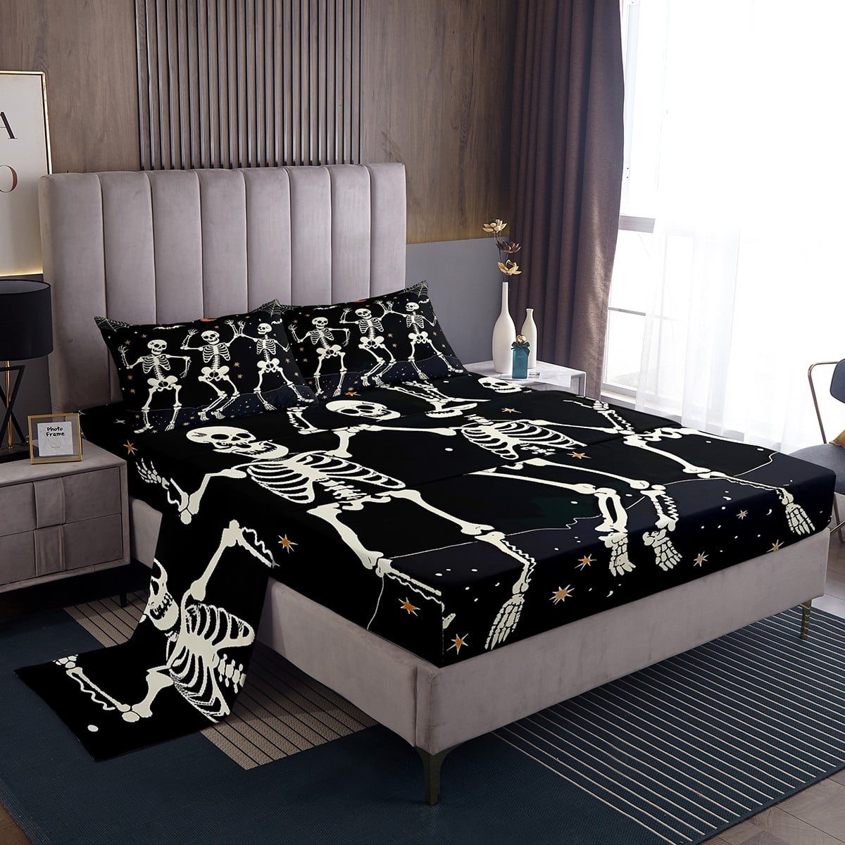 Manfei Sugar Skull Full Sheet Sets,Gothic Style Bedding Full Size ...