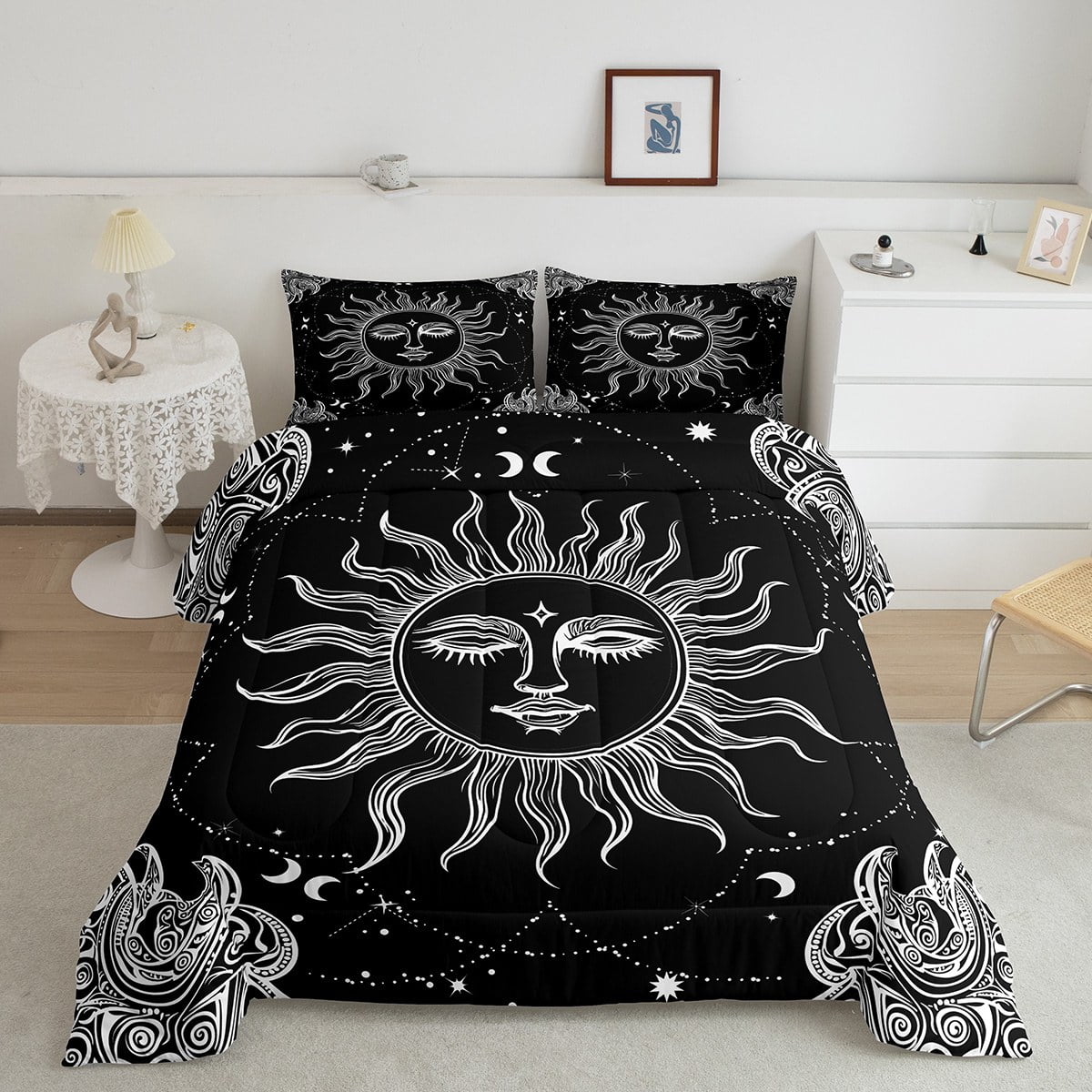 Manfei Sun And Moon Comforter Sets Full Size,Boho Paisley Floral ...