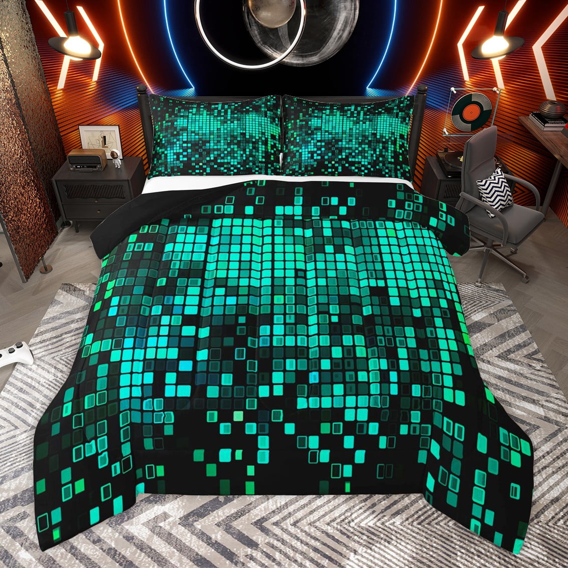Manfei Teens Abstract Geometric Plaid 2pcs Bedding Comforter Set ...