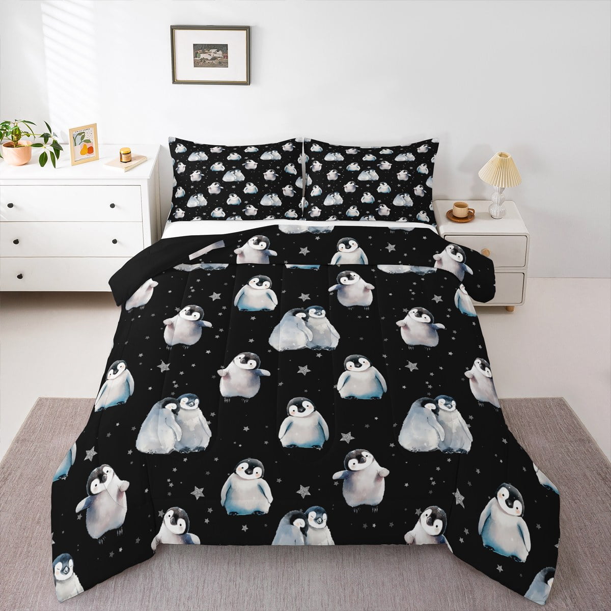 Manfei Teens Antarctic Penguin Full Size Comforter Sets, Mystic Stars ...