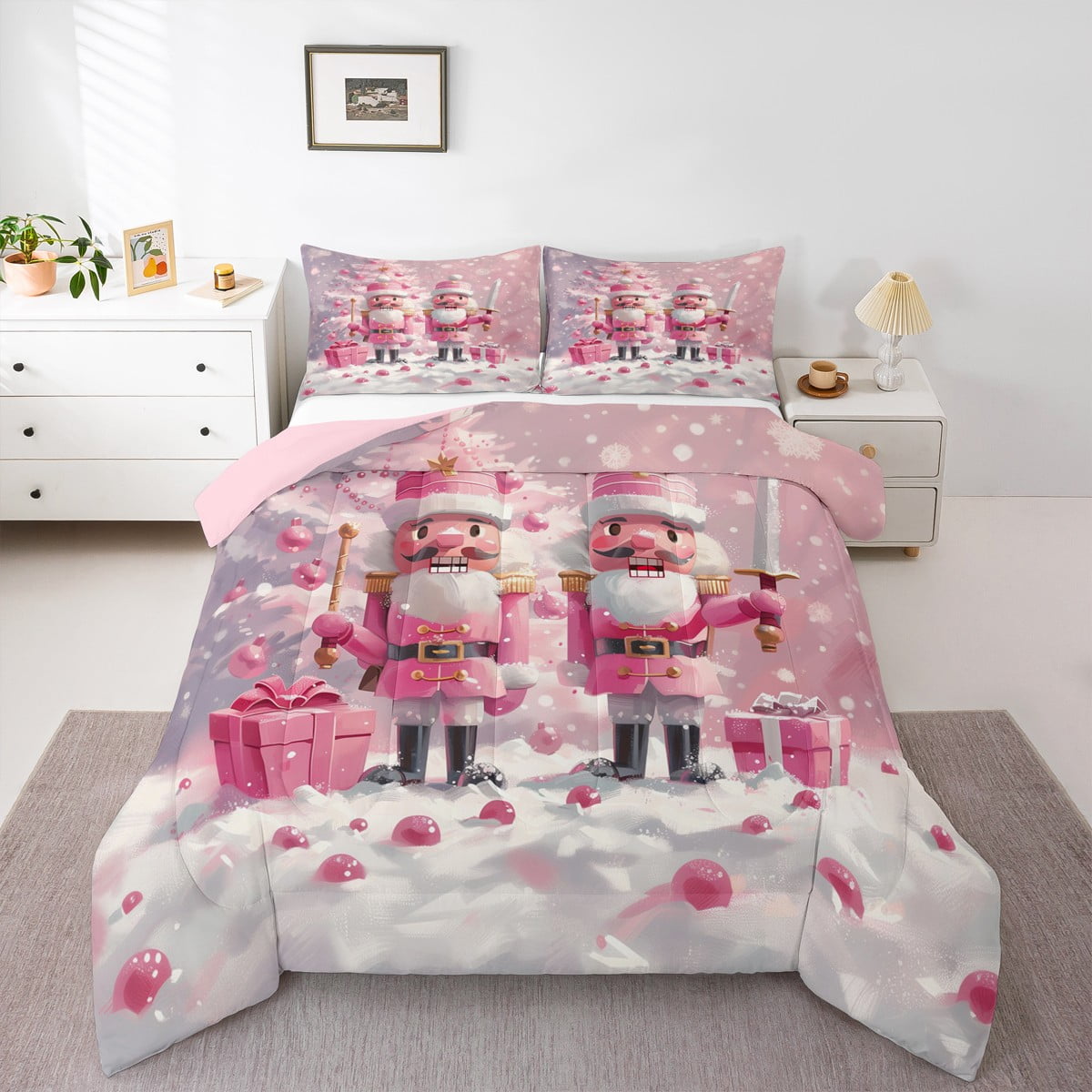 Manfei Teens Cartoon Nutcracker Bedding Comforter Set, Christmas Tree ...