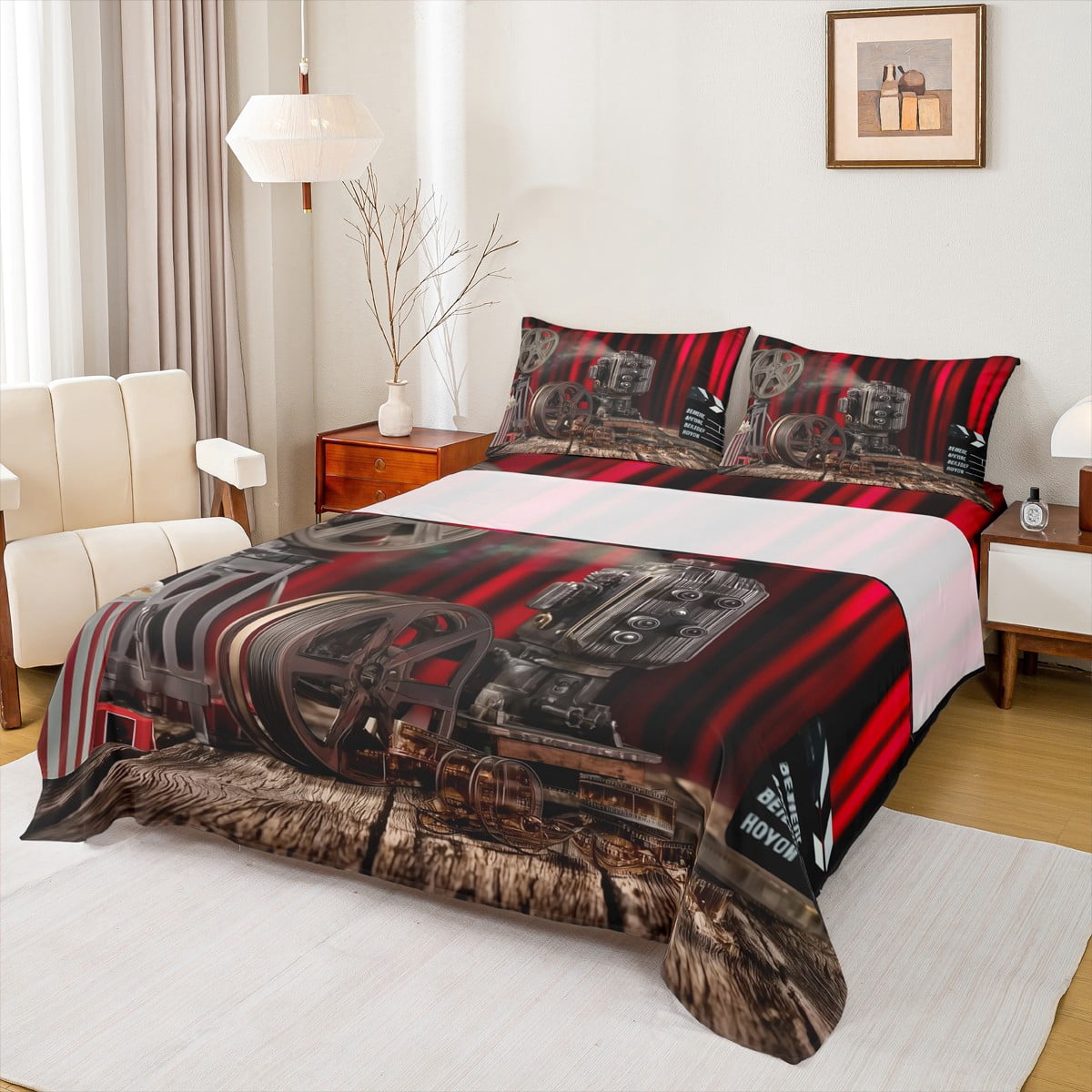 Manfei Teens Cinema Trictet Bed Sheets, Filmstrip Movie Night King ...