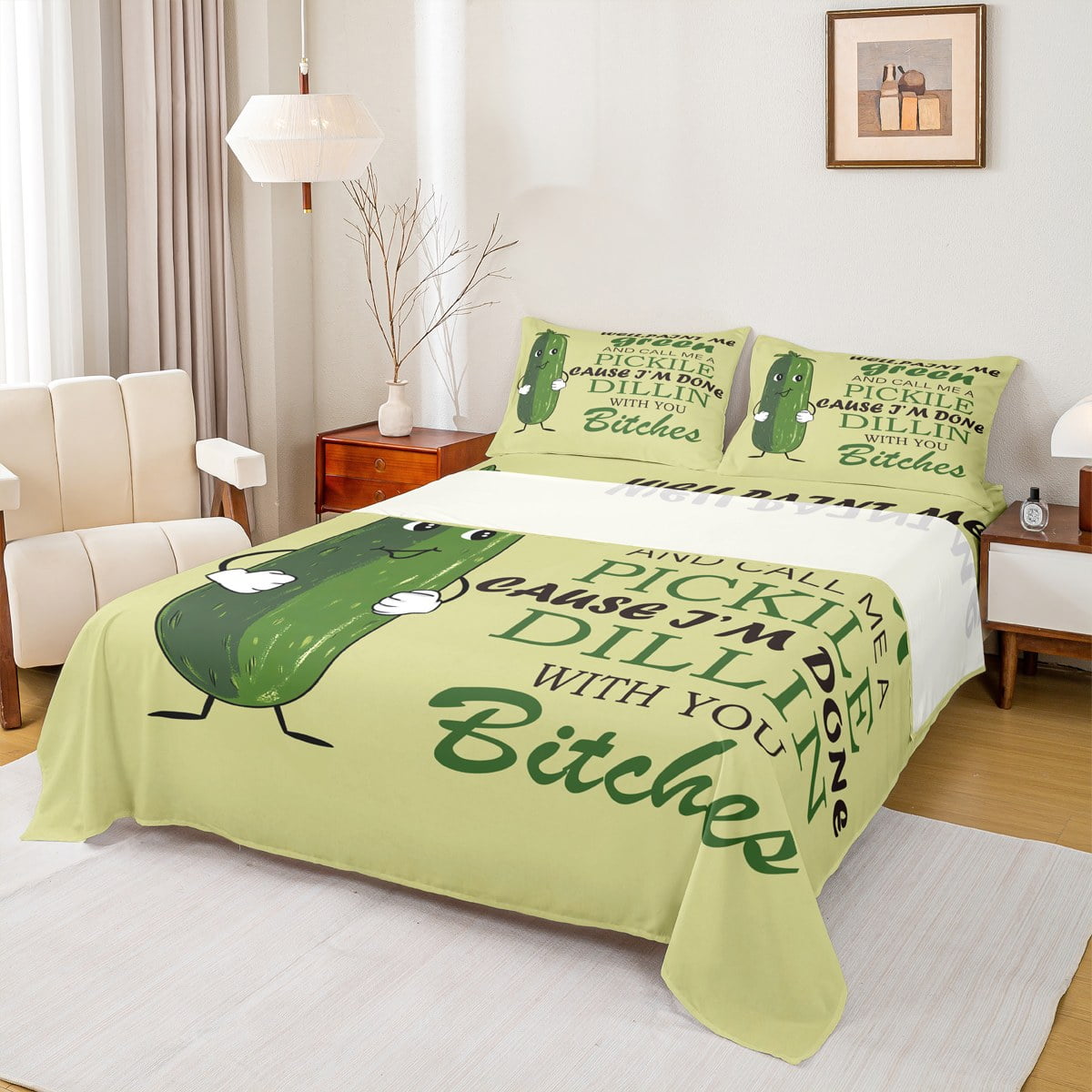Manfei Teens Funny Cucumber Full Size Sheets, Green Pickle Vegetables ...