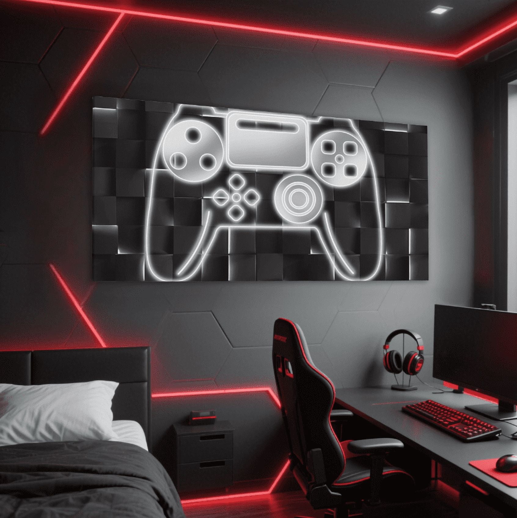Manfei Teens Gaming Wall Decor Room Decor 38x19 for Boys Girls, Neon ...