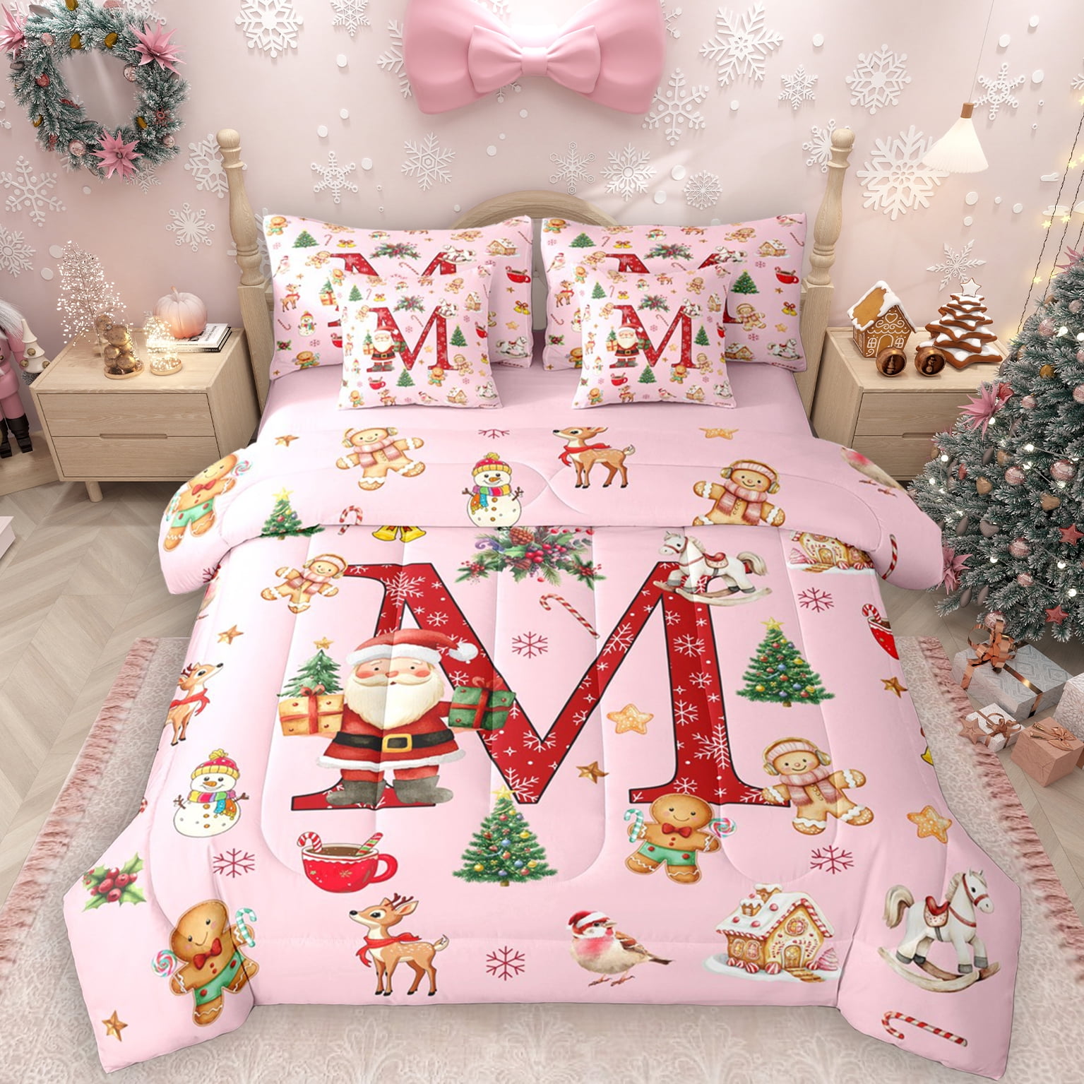 Manfei Teens Merry Christmas 7-Piece Twin Bedding Sets, Snowflake ...