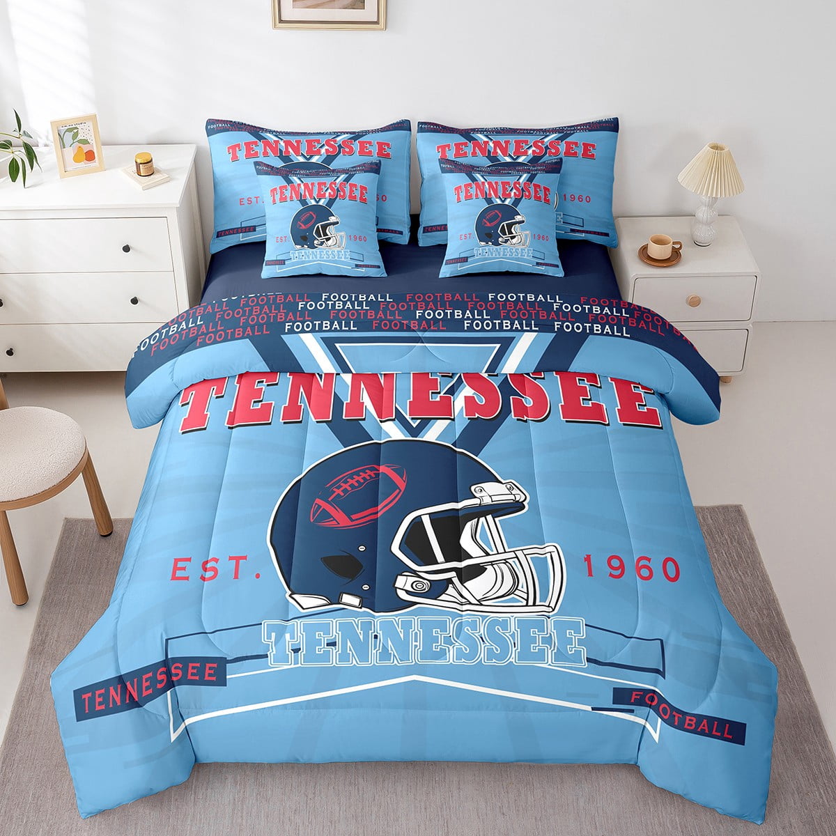 Manfei Tennessee Bedding Sets Queen Size,Football City Comforter Sets ...