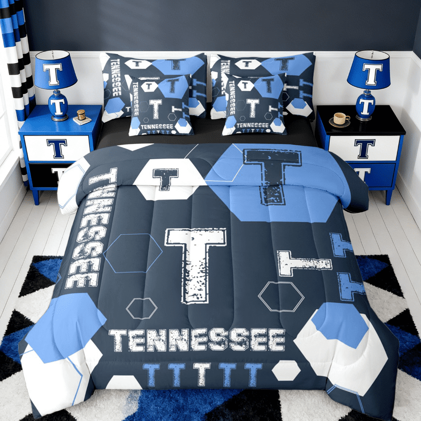 Manfei Tennessee Monogrammed T 7-Piece Bedding Comforter Set,Geometric ...