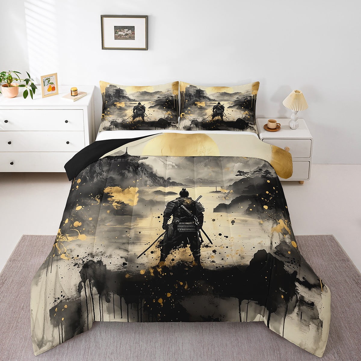 Manfei Tokyo Samurai Comforter Sets Full Size, Japanese Anime ...