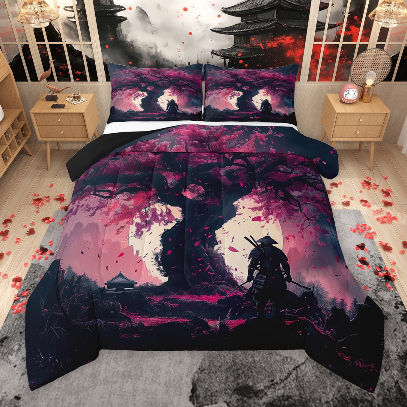 Manfei Tokyo Samurai Teens Bedding Comforter Set, Ancient Japanese ...