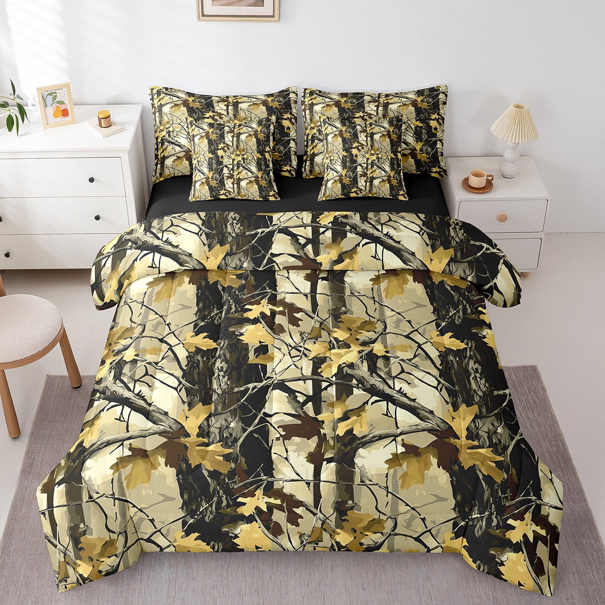 Manfei Tree Leaf Bed in a Bag King Size,Tropical Plant Bed Set,Oil ...