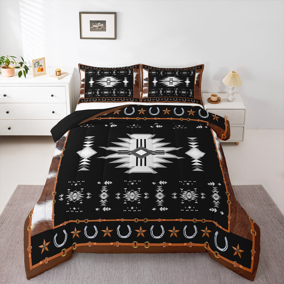 Manfei Tribal Aztec 2pcs Bedding Comforter Set,Cow Print Twin Comforter ...
