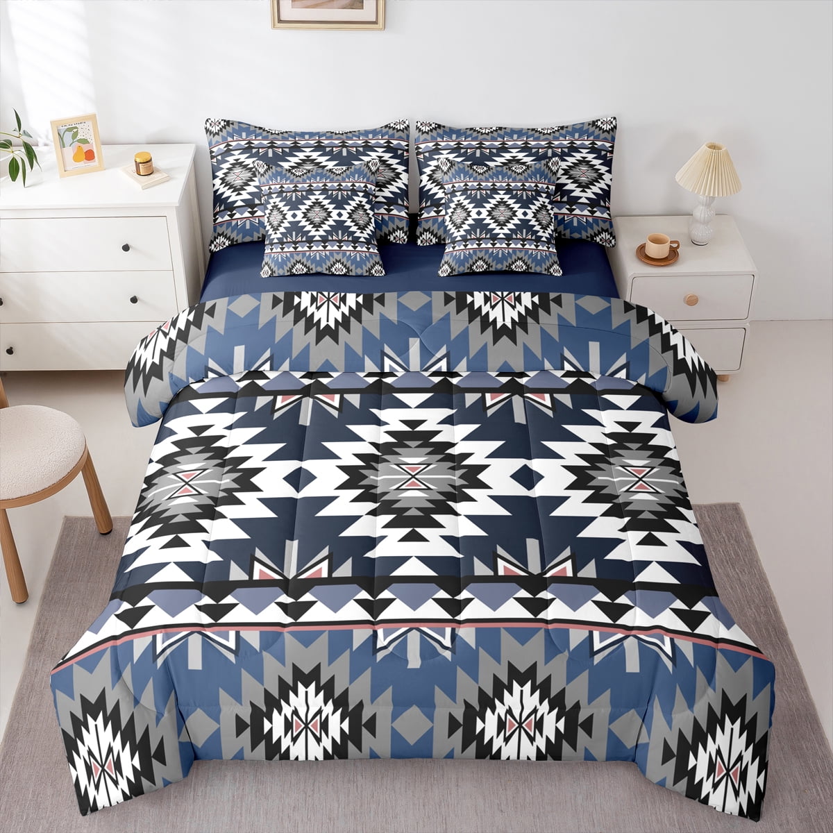 Manfei Tribal Aztec Bedding Comforter Set 7-Piece for Adult, Vintage ...