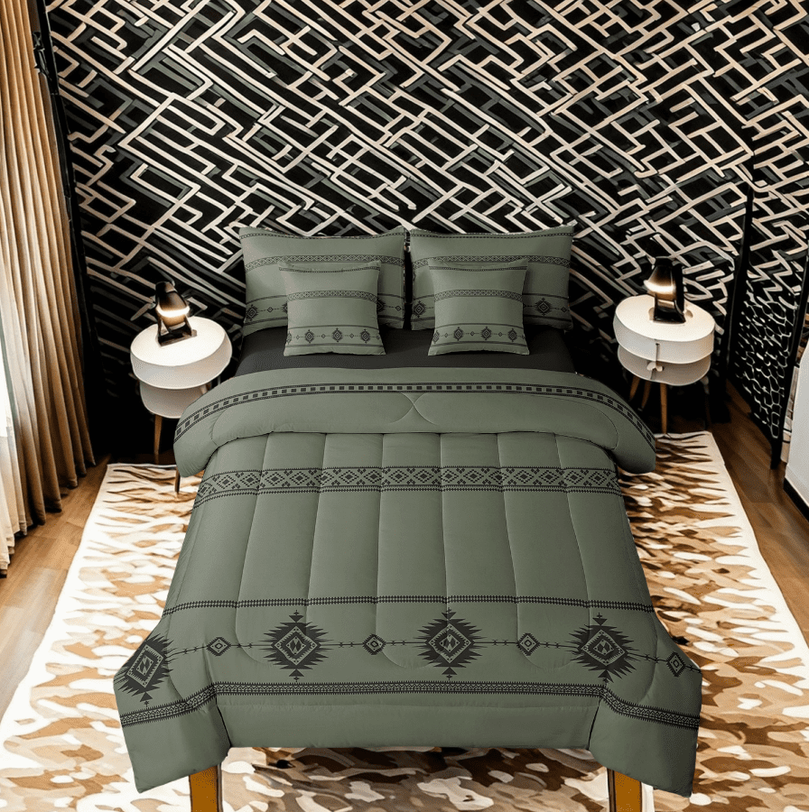 Manfei Tribal Aztec Bedding Full Size, Western Geometric Bed Set, Dark ...