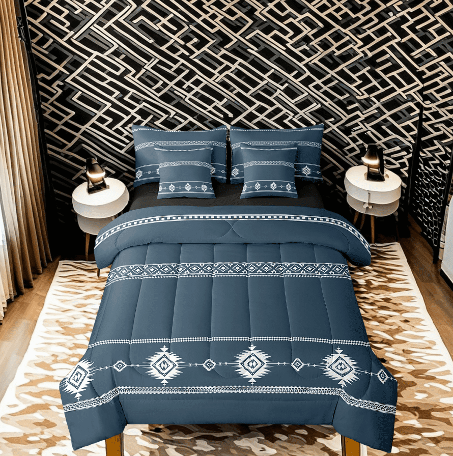 Manfei Tribal Aztec Bedding Sets Queen Size, Western Geometric Bed in a ...