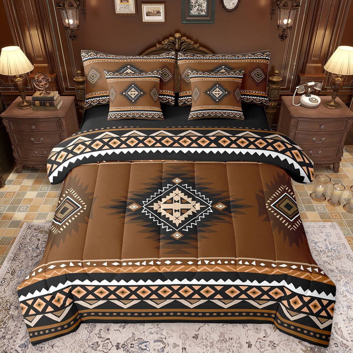 Manfei Tribal Aztec Boy Girl Bedding Comforter Set 7-Piece,Bohemian ...