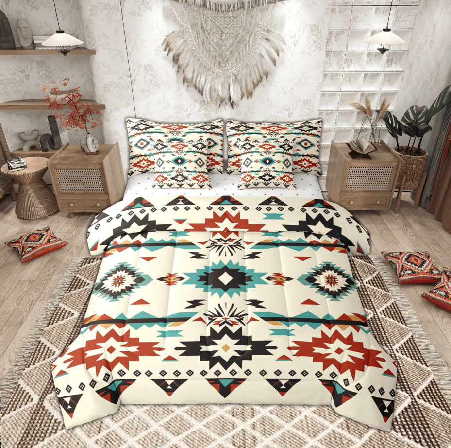 Manfei Tribal Boho Aztec Twin Bedding Sets 7-Piece for Adult, Hippie ...