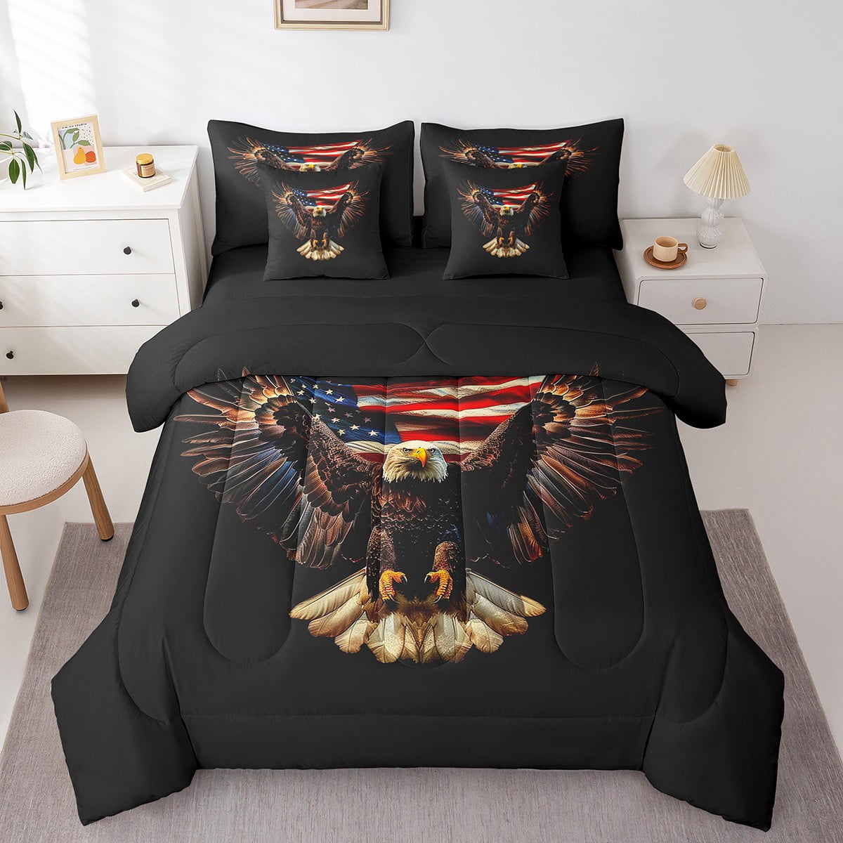 Manfei Us Flag Twin Bedding Sets 7 Pieces,American Eagle Bedding ...