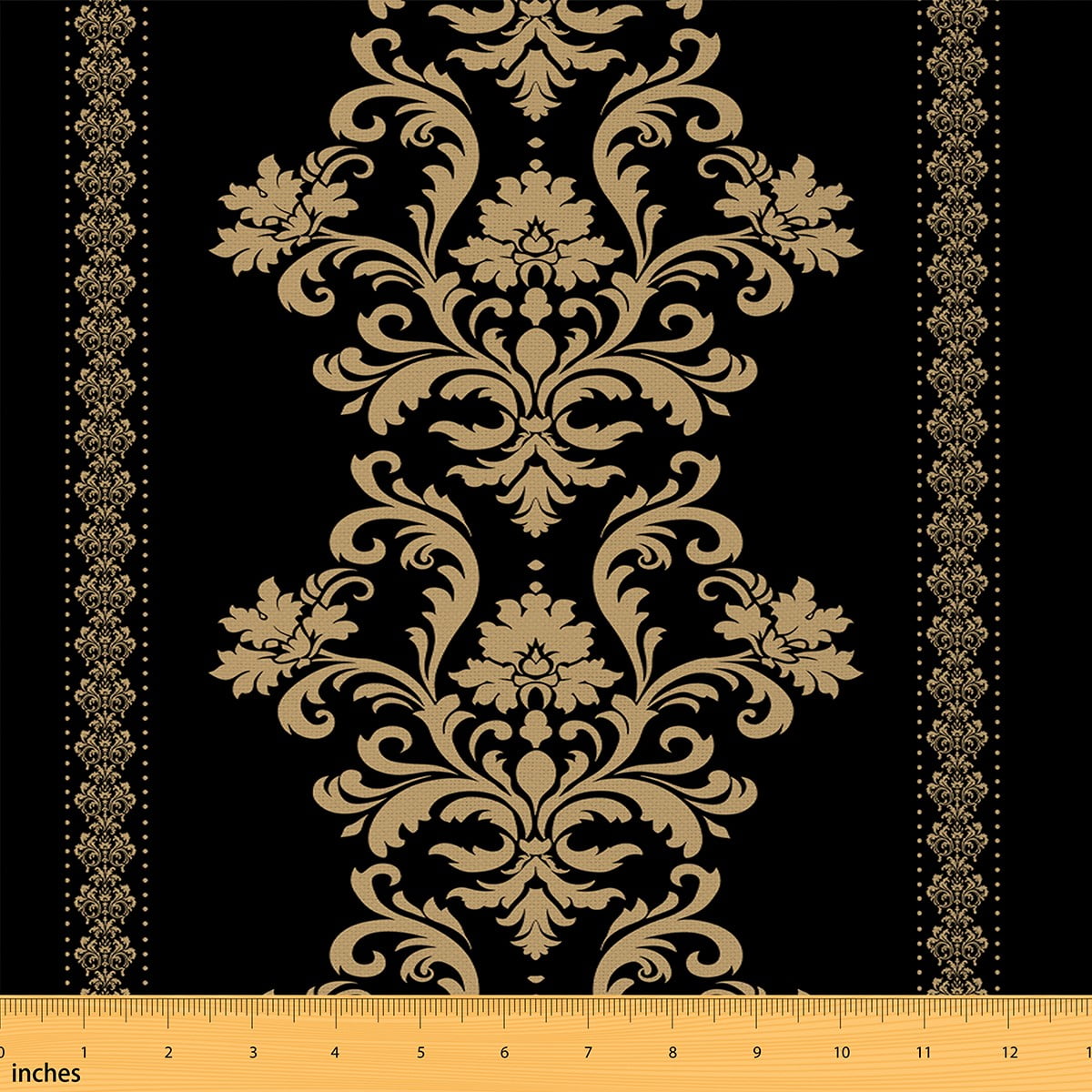 Manfei Victorian Baroque Damask Fabric by the Yard (1 Yard), Black and ...