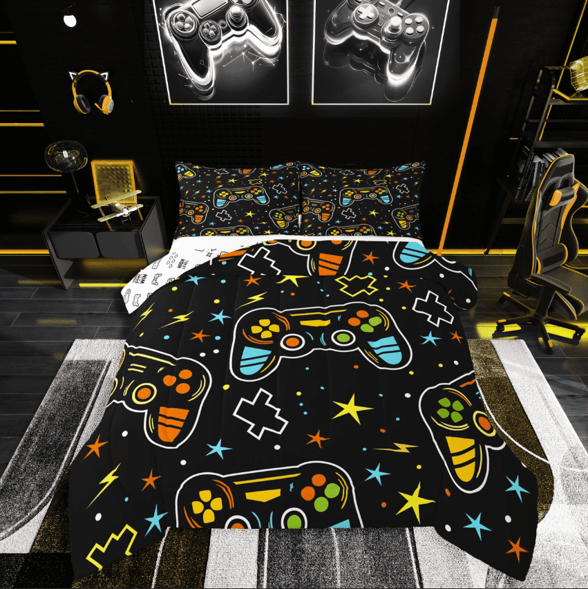 Manfei Video Game 3 Pieces Queen Comforter Set,Cartoon Stars Ultra Soft ...