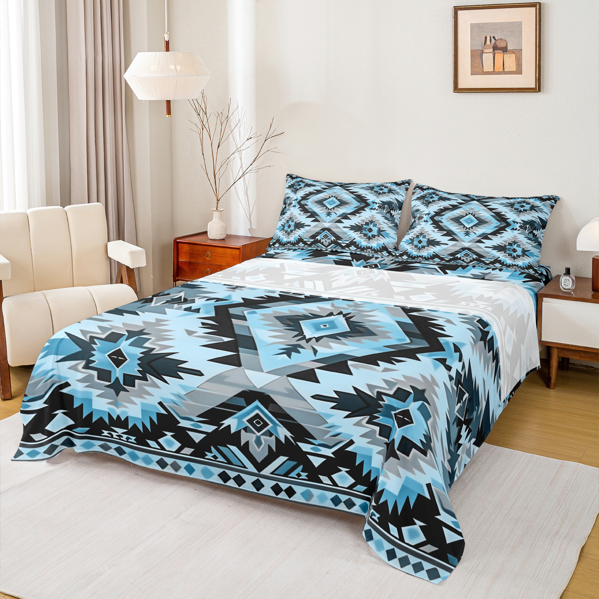 Manfei Vintage Aztec Print Twin Sheet Sets,Rustic Farmhouse Cabin Twin ...
