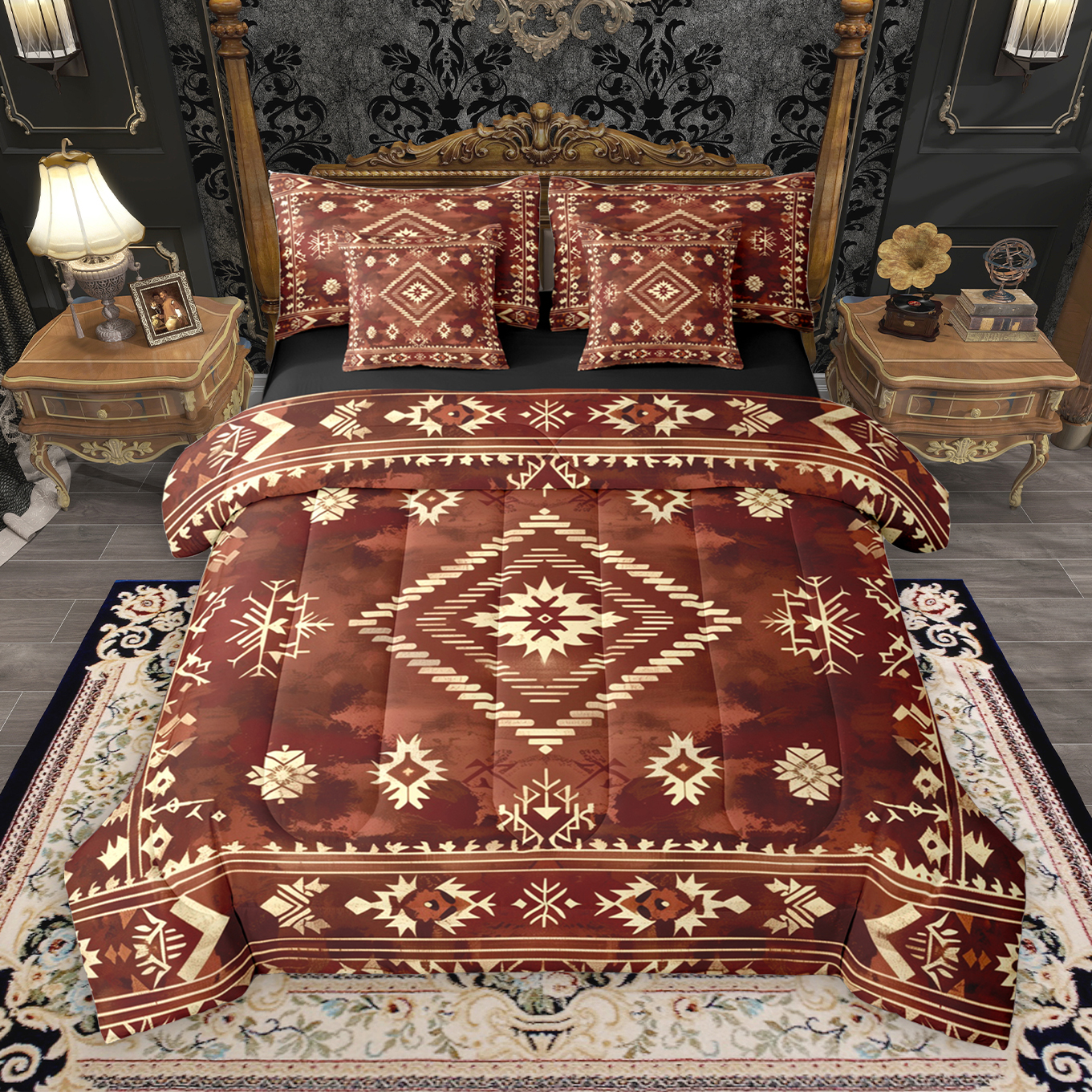 Manfei Vintage Aztec Tribal 7-Piece Twin Bedding Sets,bohemian Flower ...