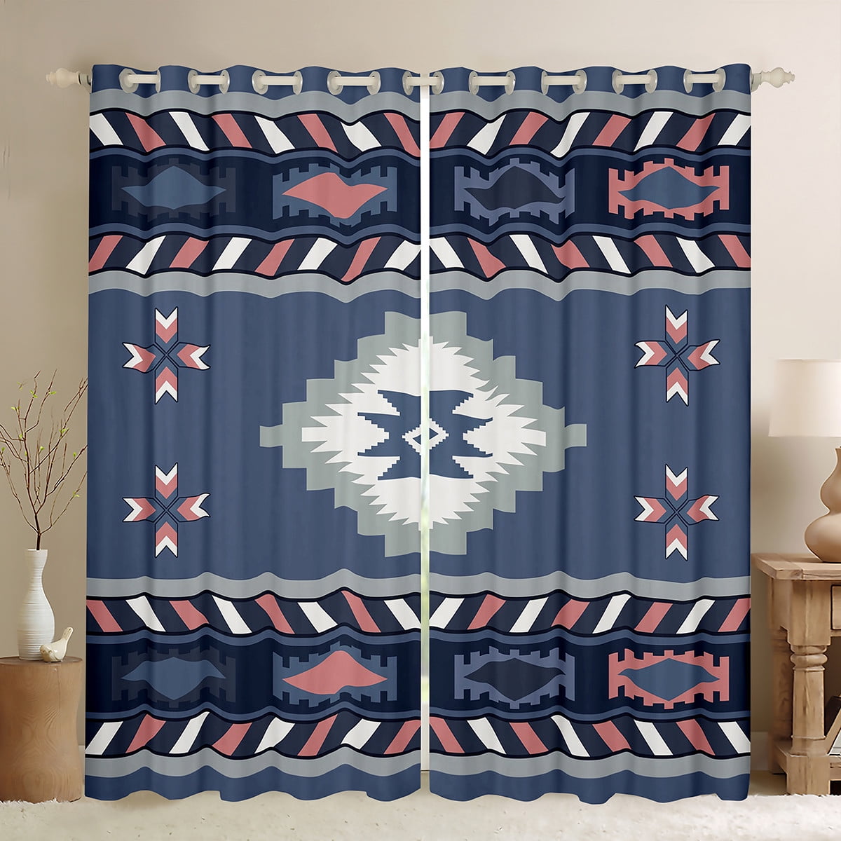 Manfei Vintage Boho Curtains and Drapes (42x63),Aztec Blackout Curtains ...