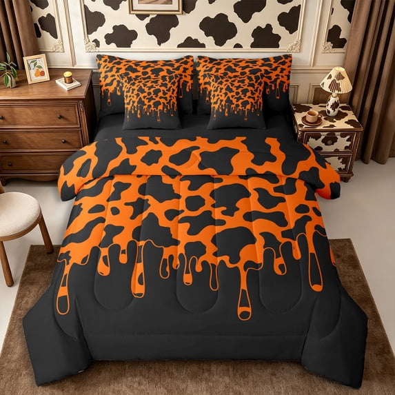 Manfei Vintage Cow Spot King Bedding 7pcs,Rustic Farm Animal King Bed ...