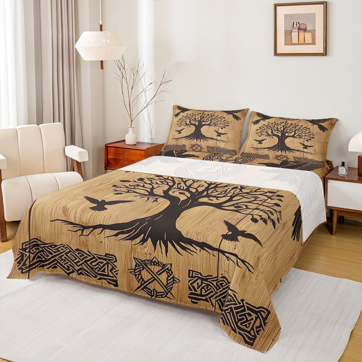 Manfei Vintage Life Tree Bed Sheets, Bohemian Aztec King Sheets, Teens ...