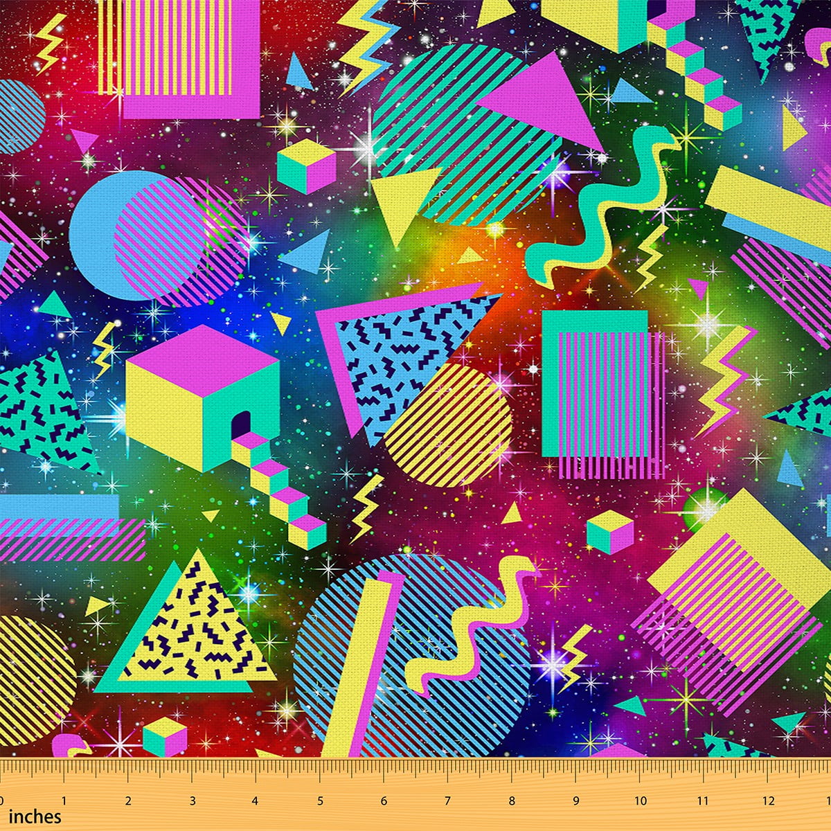 Manfei Vintage Memphis Fabric by the Yard (3 Yards), Geometry Circle ...