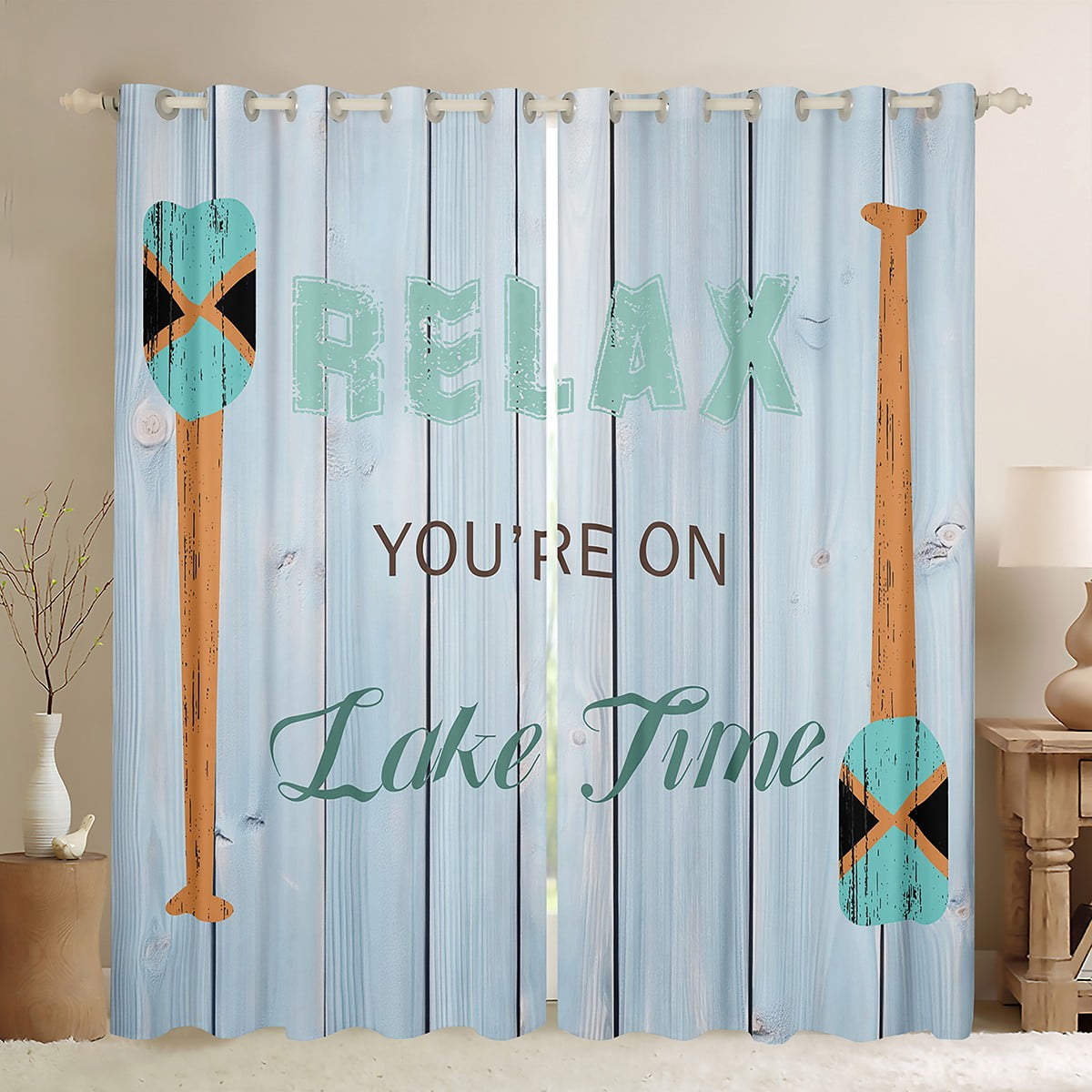 Manfei Vintage Paddle Blackout Curtains Set of 2 (38x54 Each),Lodge ...