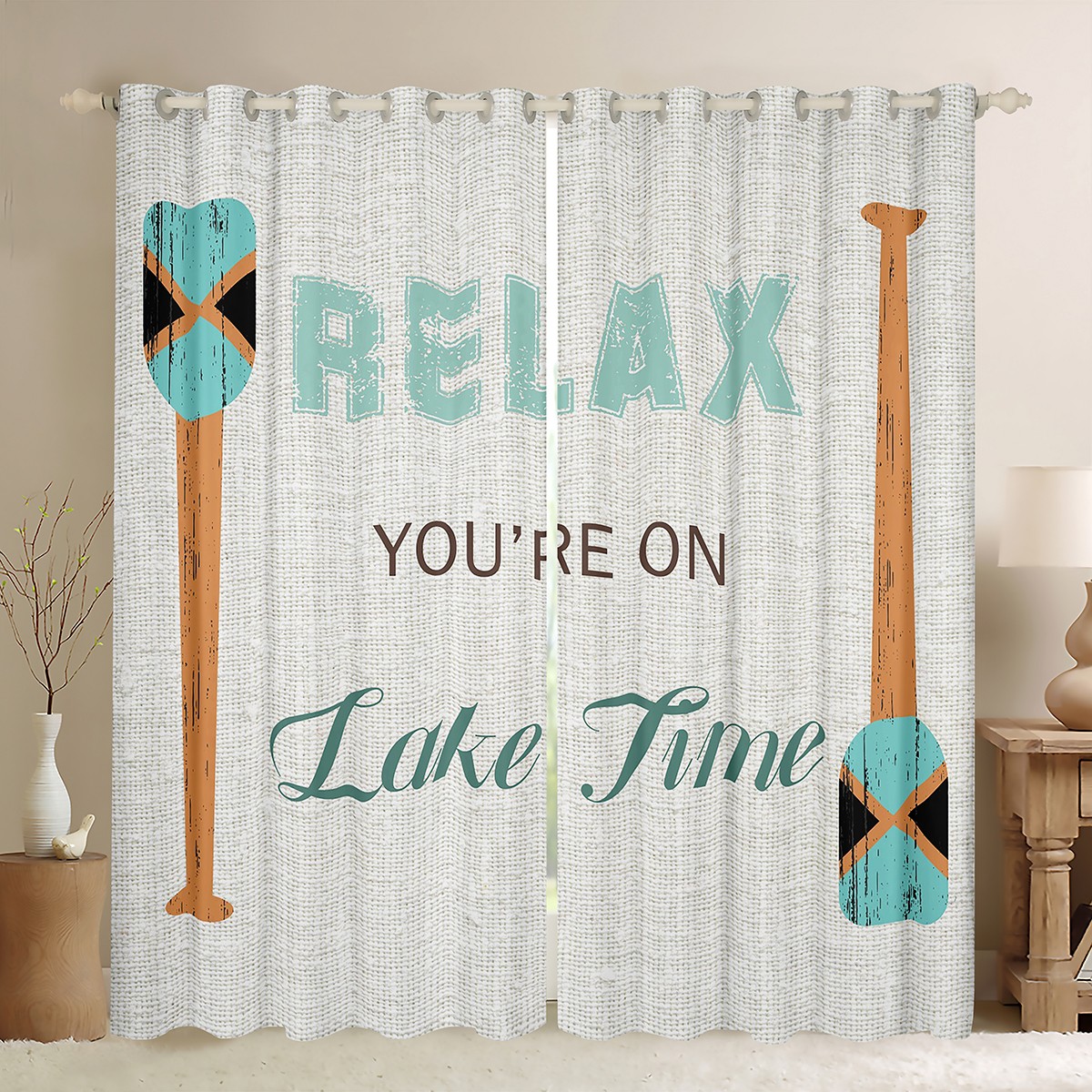 Manfei Vintage Padlle Blackout Curtains Set of 2 (38x54 Each),Lake ...