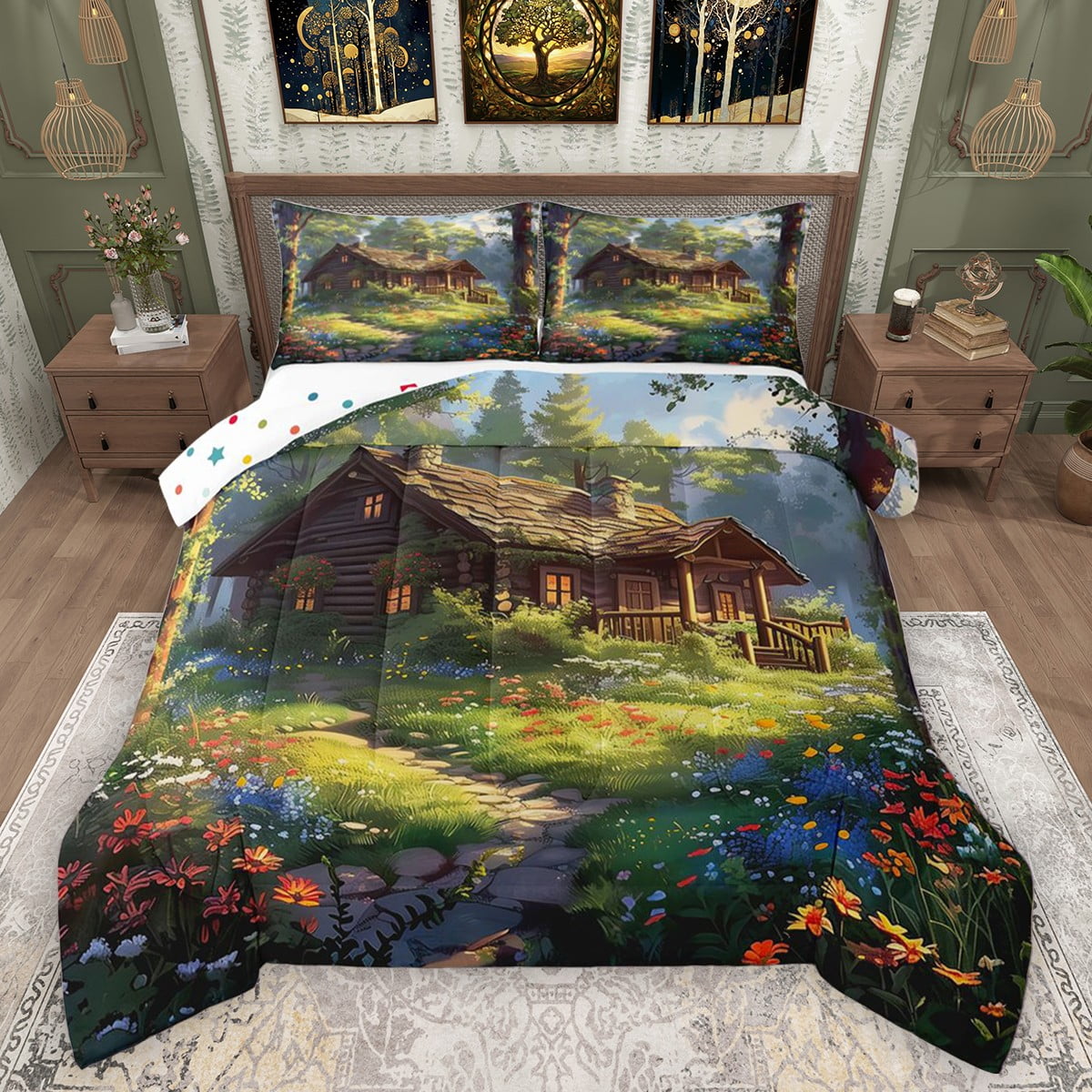Manfei Vintage Rustic Cottage Full Size Comforter Sets 3-Piece for ...