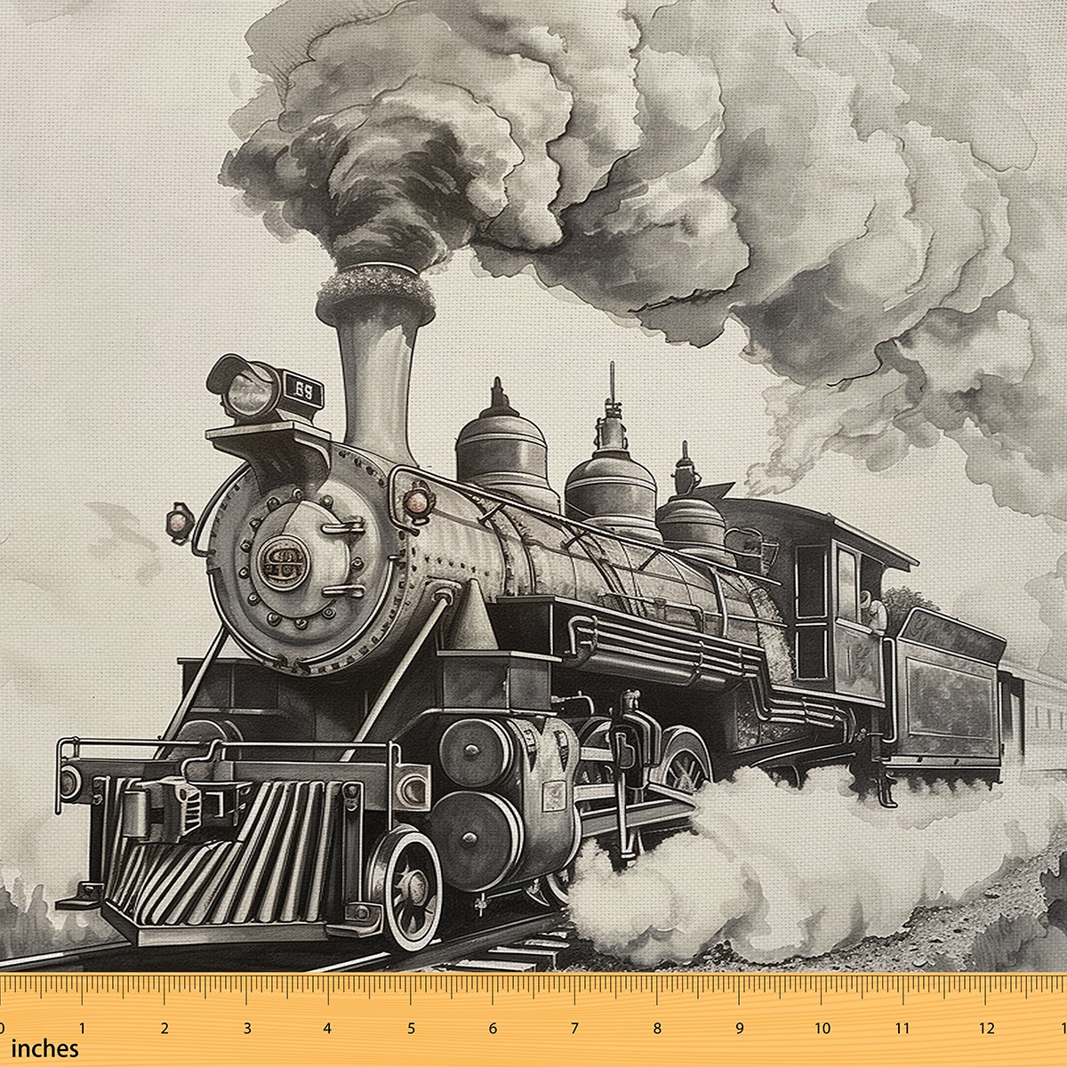 Manfei Vintage Steam Engine Sewing & Crafting Fabric (5 Yards), Retro ...