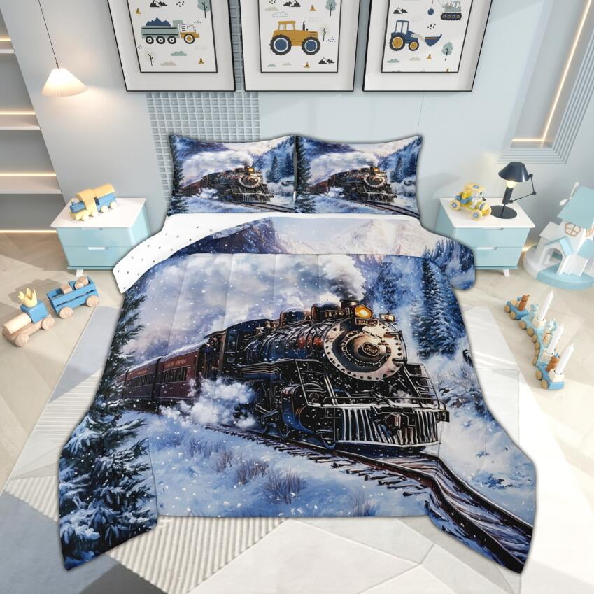 Manfei Vintage Train King Size Comforter Sets for Kids Boys Girls ...