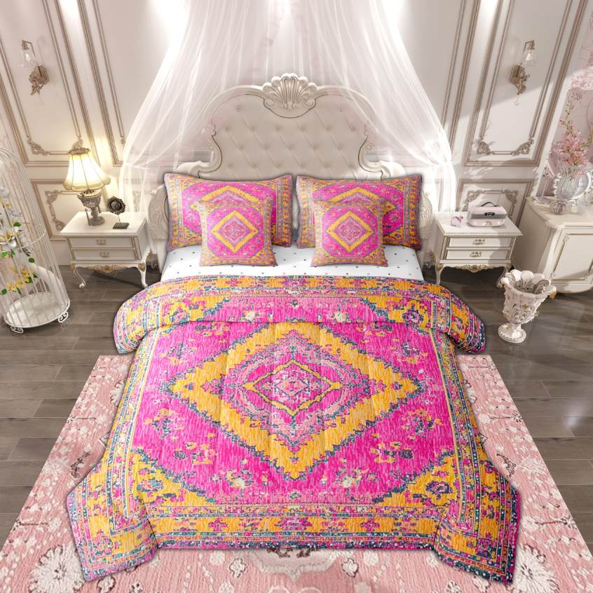 Manfei Vintage Western Damask Bedding Comforter Set 7-Piece, Mystic ...