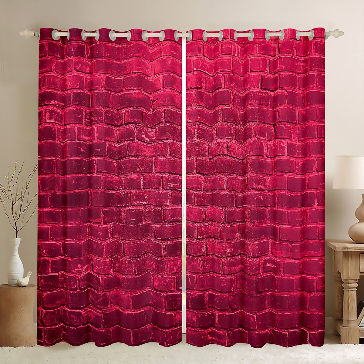 Manfei Wall Pattern Blackout Curtains Set of 2 (38x54 Each),Abstract ...