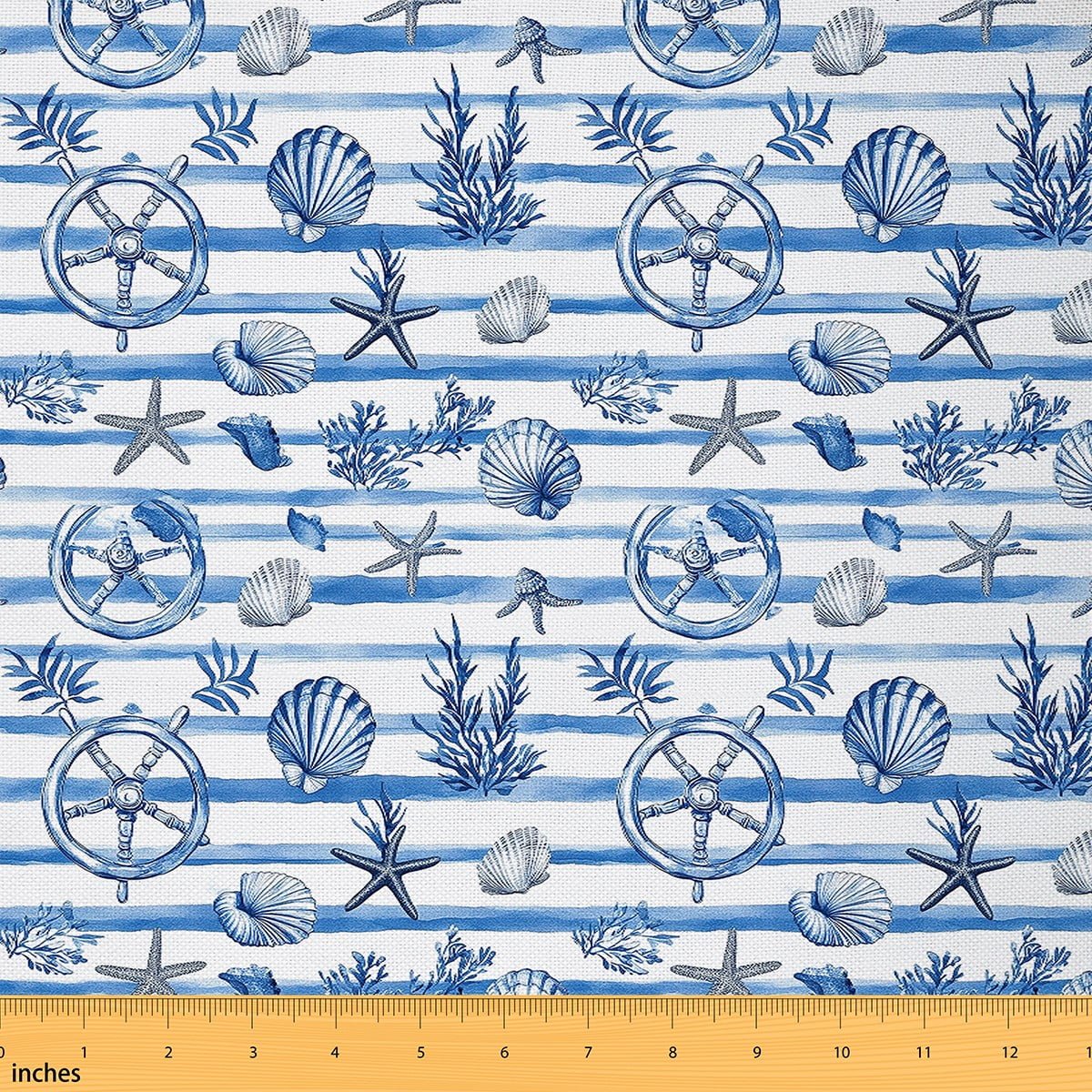 Manfei Watercolor Sea Shell Starfish Fabric by the Yard (5 Yards ...